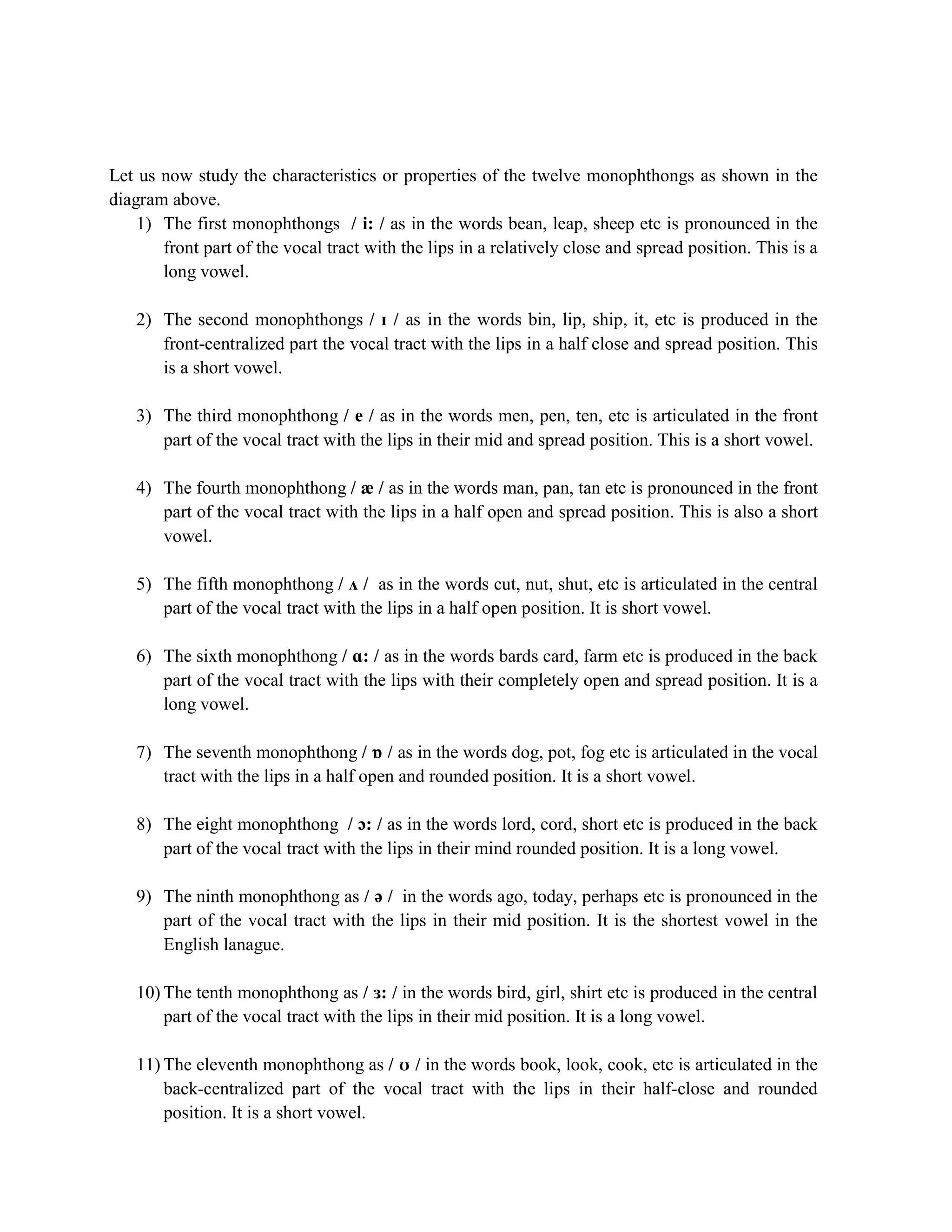 English vowel , monothongs, diphthong, triphthongs | PDF