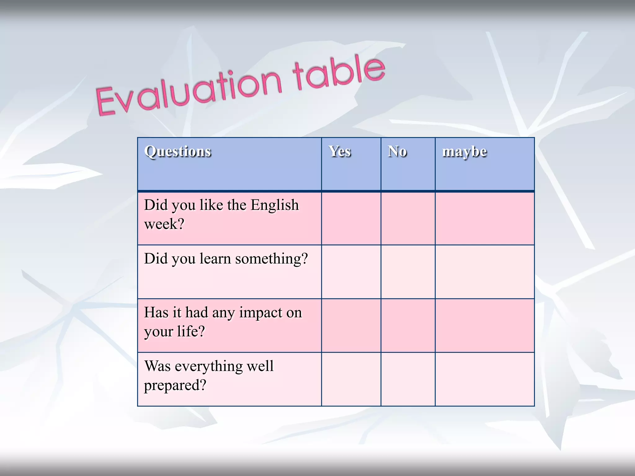 English week proposal | PPTX