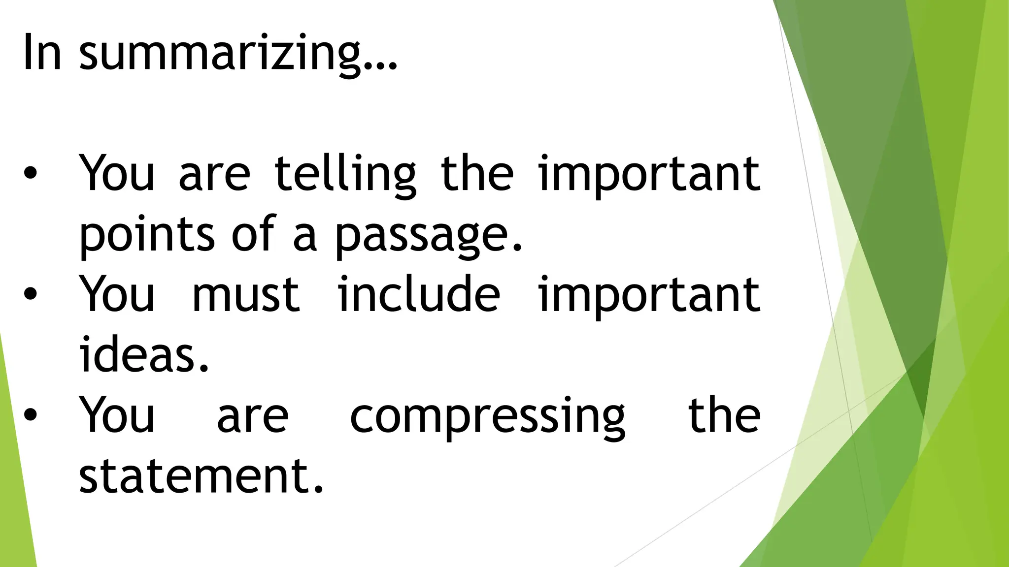 Restating Sentences and Summarizing Information from Various Text types | PPTX