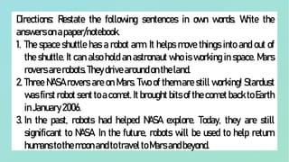 Restating Sentences and Summarizing Information from Various Text types ...