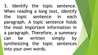 Restating Sentences and Summarizing Information from Various Text types ...