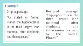 Restating Sentences and Summarizing Information from Various Text types ...