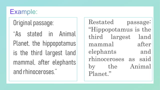 Restating Sentences and Summarizing Information from Various Text types ...