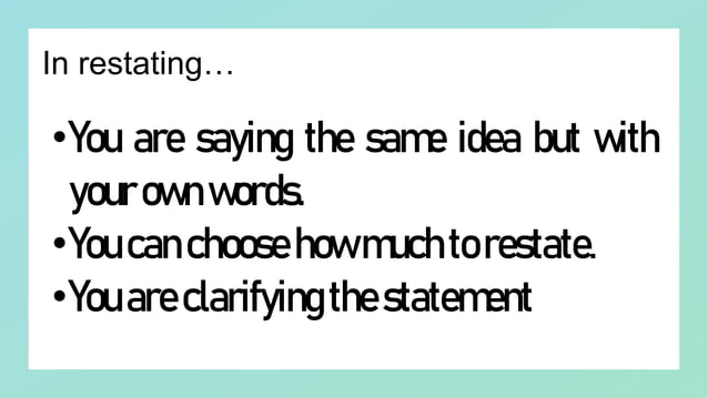 Restating Sentences and Summarizing Information from Various Text types ...