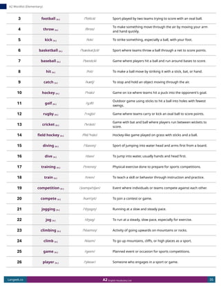 English Wordlist A2 CEFR | Elementary Vocabulary by LanGeek | PDF