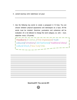 English writing test 4th grade | PDF