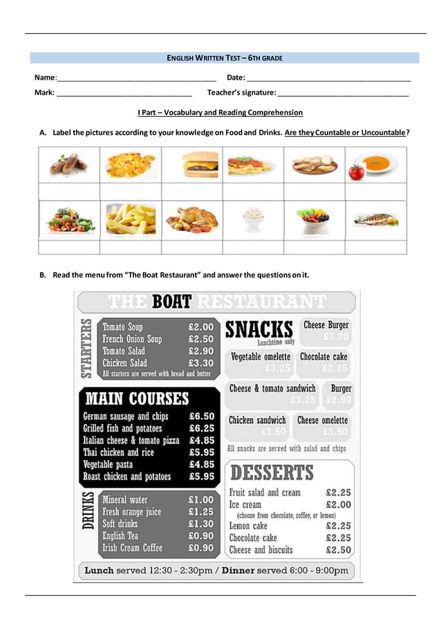 English written test | PDF