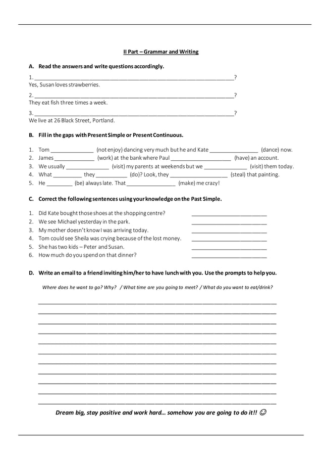 English written test | PDF