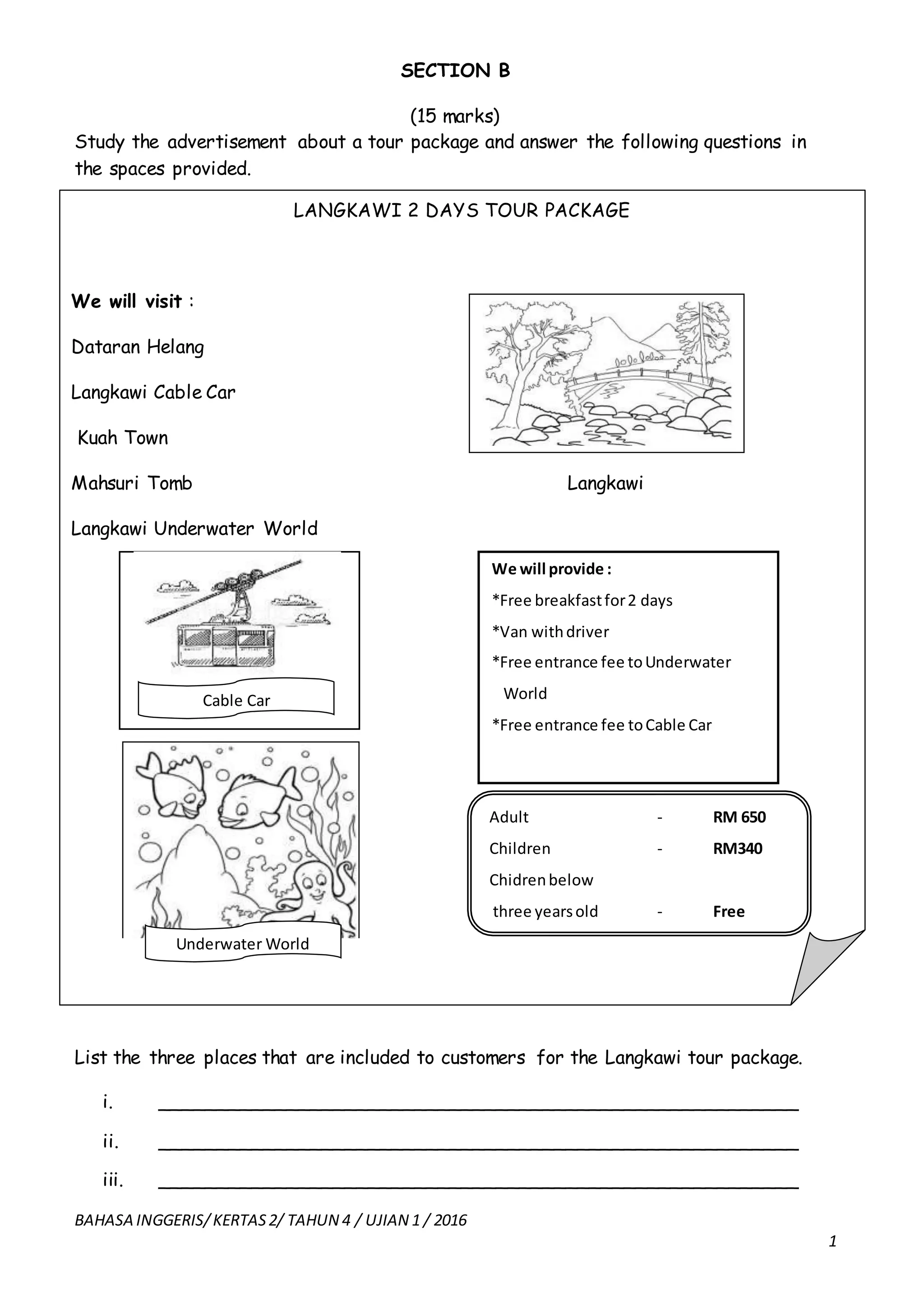 English year 4 paper 2 2016 | DOCX