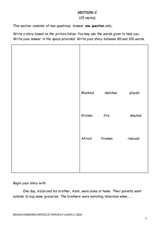 English year 4 paper 2 2016 | DOCX