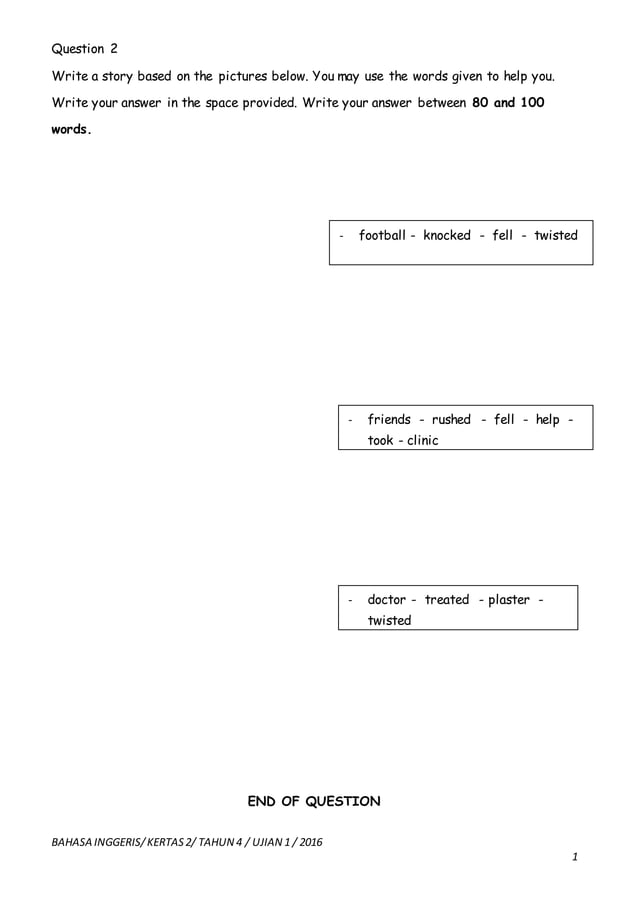 English year 4 paper 2 2016 | PDF