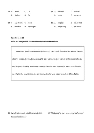 English year 4 paper i | PDF