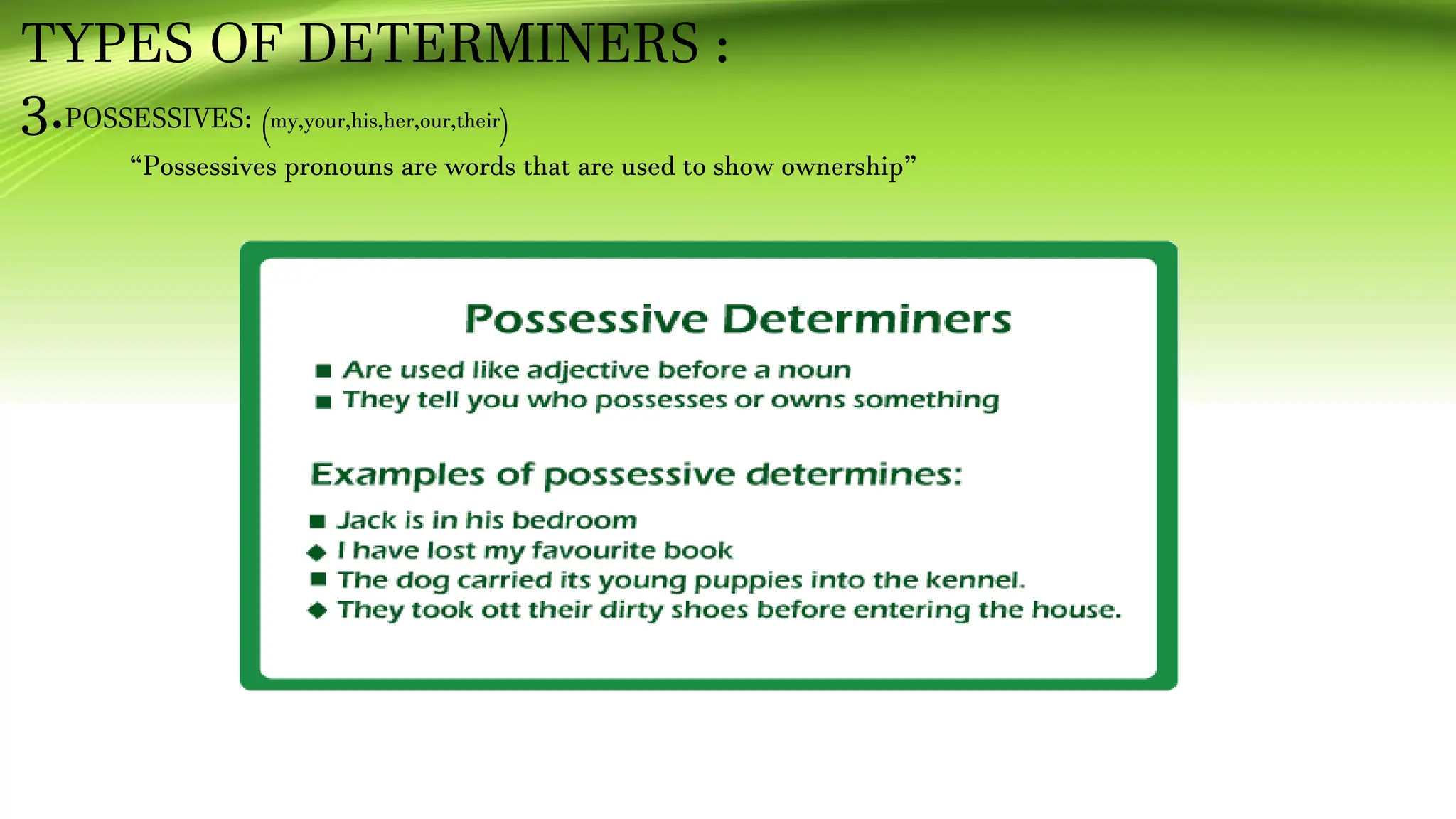 determiners andddd its types in detailed | PPT