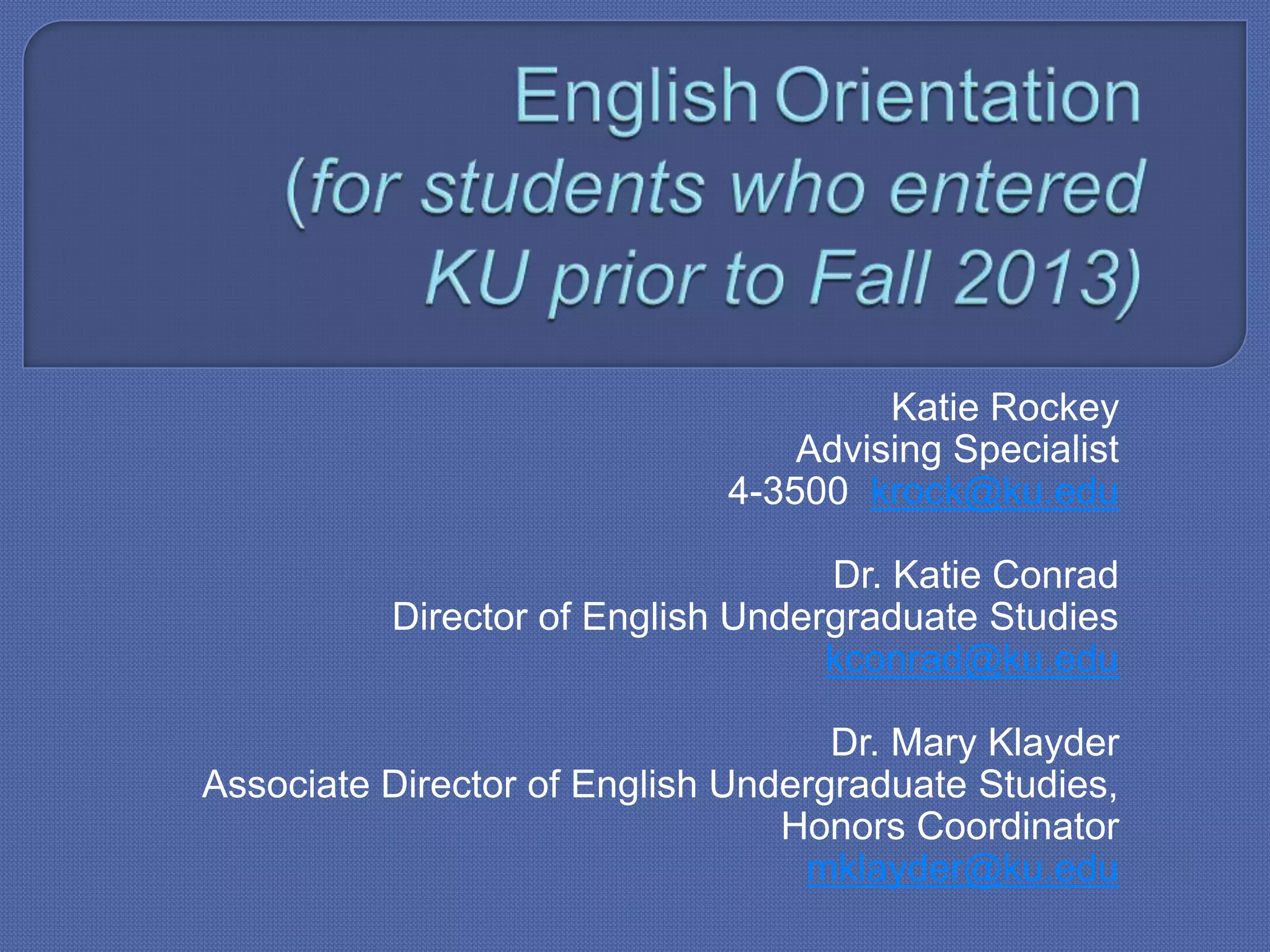 English Major orientation | PPT