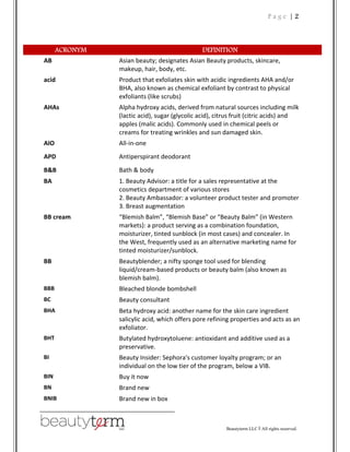 English Glossary of Beauty Acronyms | PDF