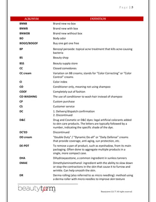 English Glossary of Beauty Acronyms | PDF