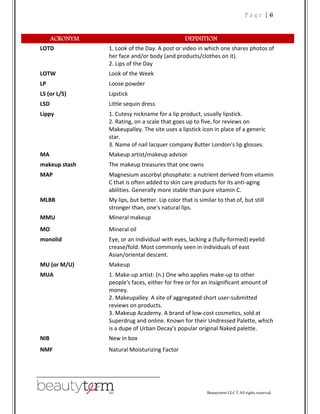 English Glossary of Beauty Acronyms | PDF