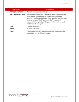 English Glossary of Beauty Acronyms | PDF