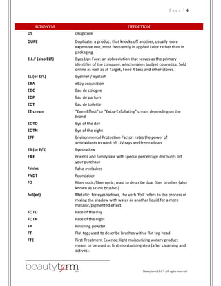 English Glossary of Beauty Acronyms | PDF