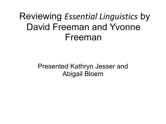 Essential Linguistics Book Presentation | PPT