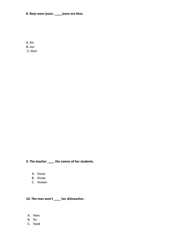 Englsih intermediate test | PDF