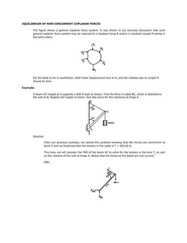 Engmech 06 (equilibrium of non_concurrent force system) | PDF