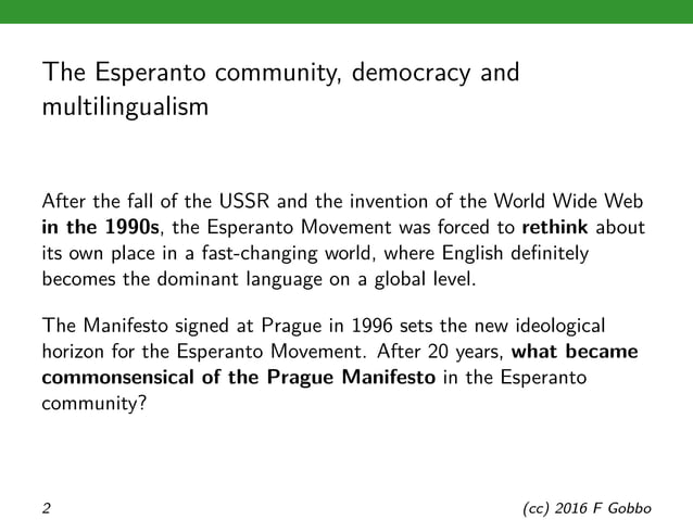 Approaches to multilingualism of Esperanto speakers | PPT