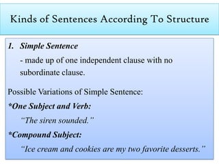 Kinds of sentence | PPTX