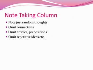 Note Taking | PPTX | Educational Assessment | Education