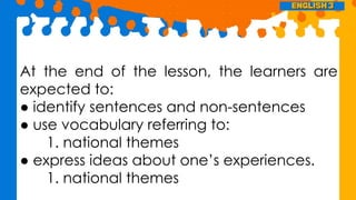 Understanding Sentences and Vocabulary on National Themes and ...