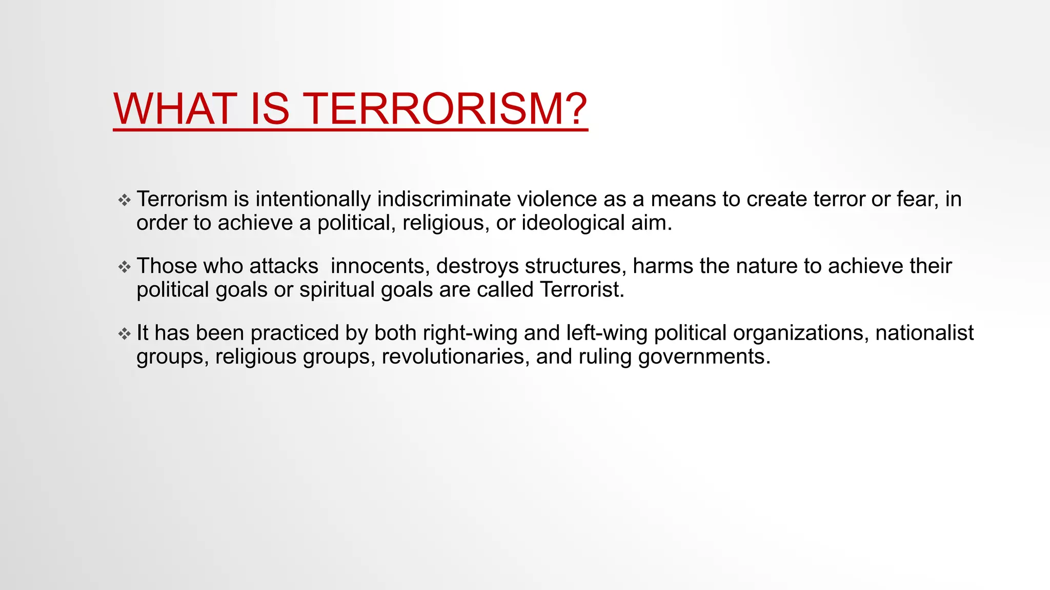 Presentation on Terrorism | PPT | PPTX | Terrorism | Sensitive Topics