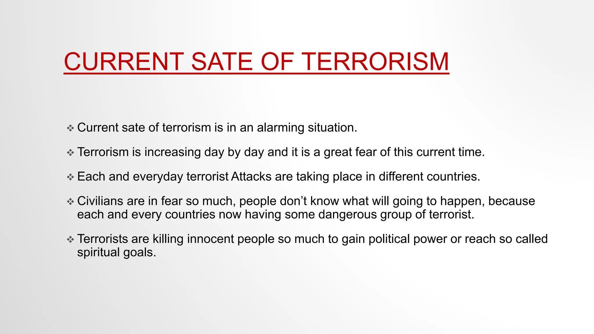 Presentation on Terrorism | PPT | PPTX | Terrorism | Sensitive Topics