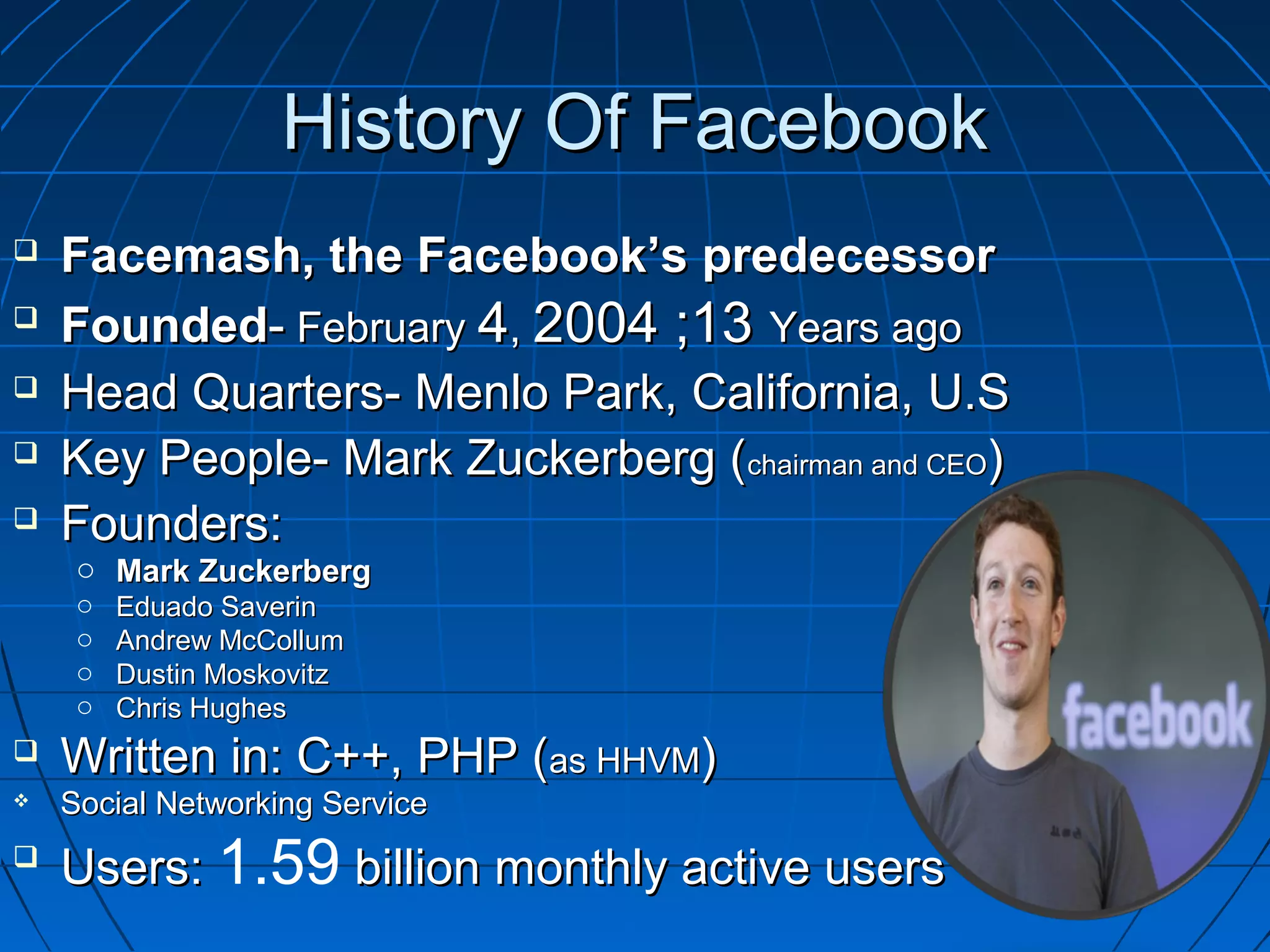 Presentation on facebook | PPT