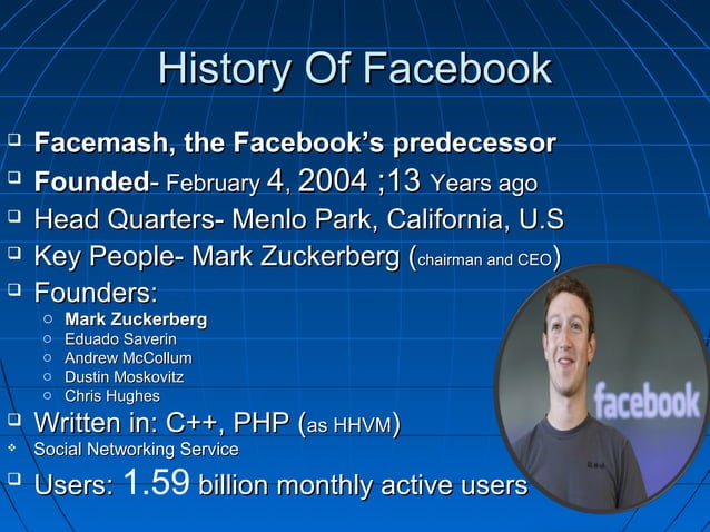 Presentation on facebook | PPT