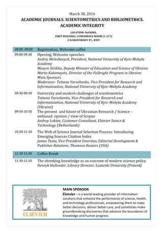 Conference Program. 4th International Conference on Scientific ...