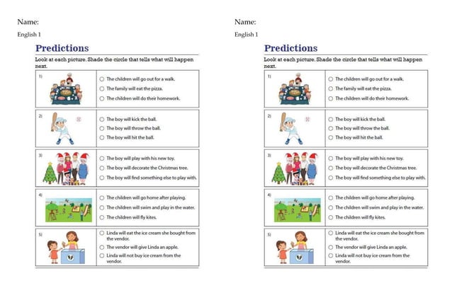 Worksheet for Grade 1 English Topic: Prediction | DOCX
