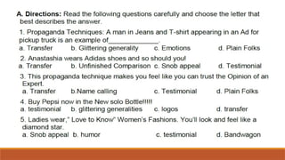 ENg Q2 week 4 Propaganda Grade 5 2nd Quarter | PPTX