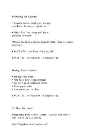 ENGR 1201 Introduction to Engineering4. Making the Most Ou | PDF