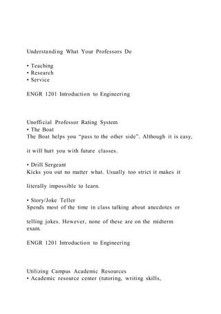ENGR 1201 Introduction to Engineering4. Making the Most Ou | PDF