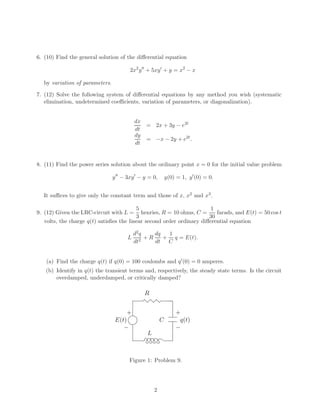 Engr 213 final 2009 | PDF