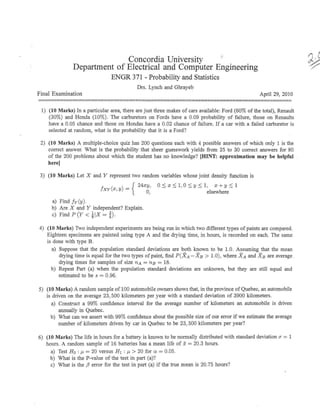 Engr 371 final exam april 2010 | PDF