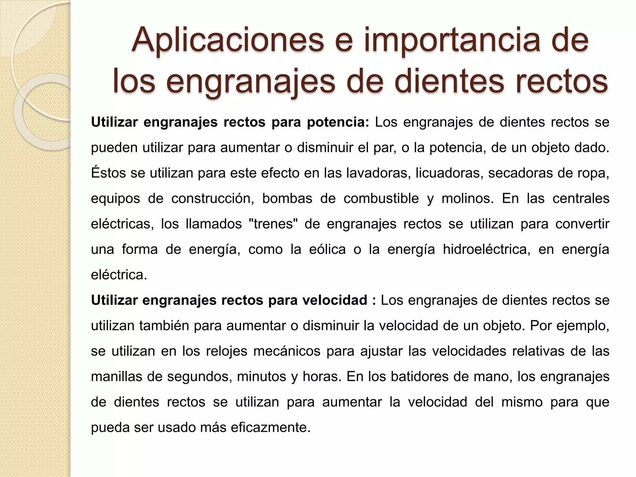 Engranajes de dientes rectos | PPTX
