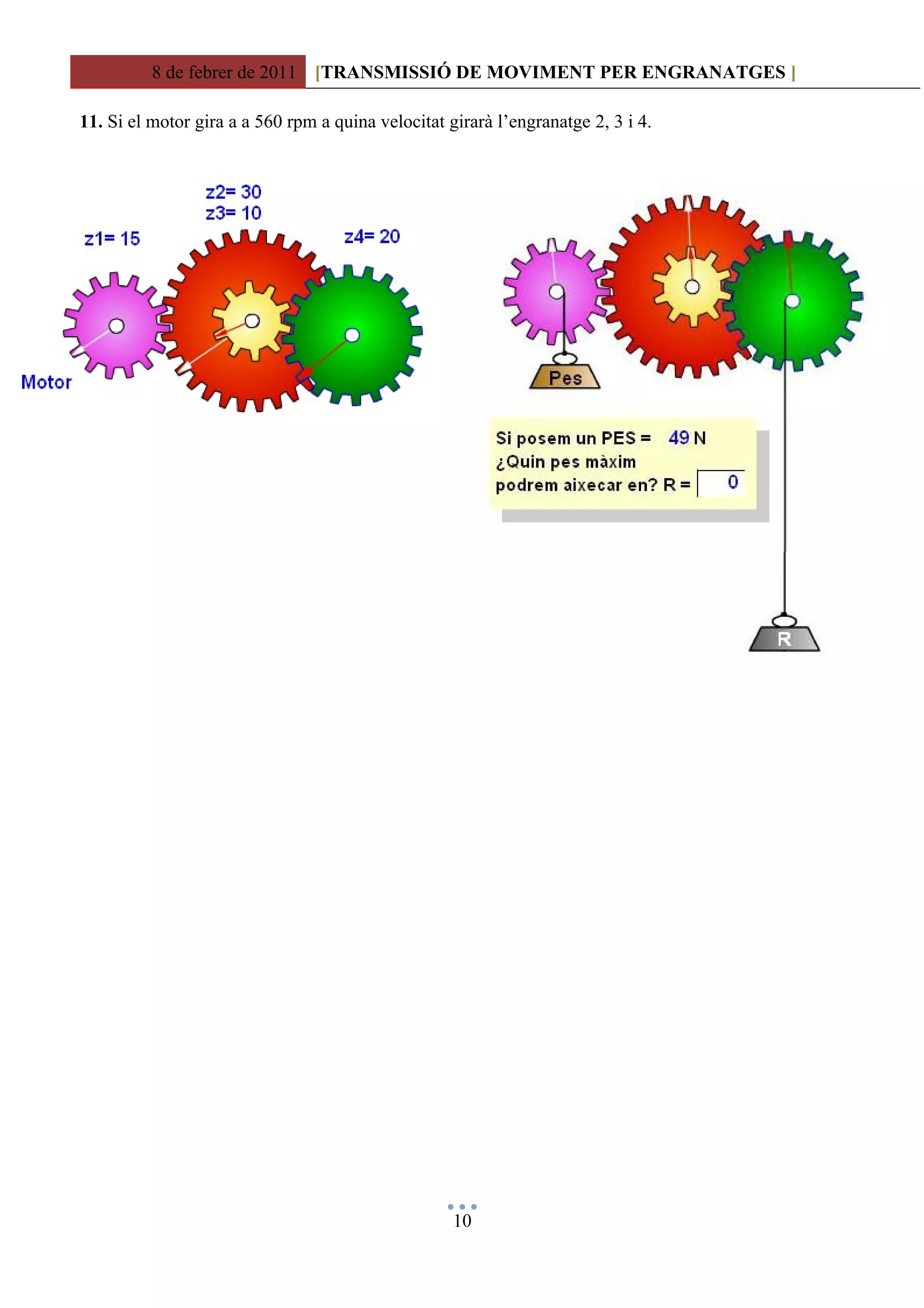 Exercicis de Engranatges | PDF