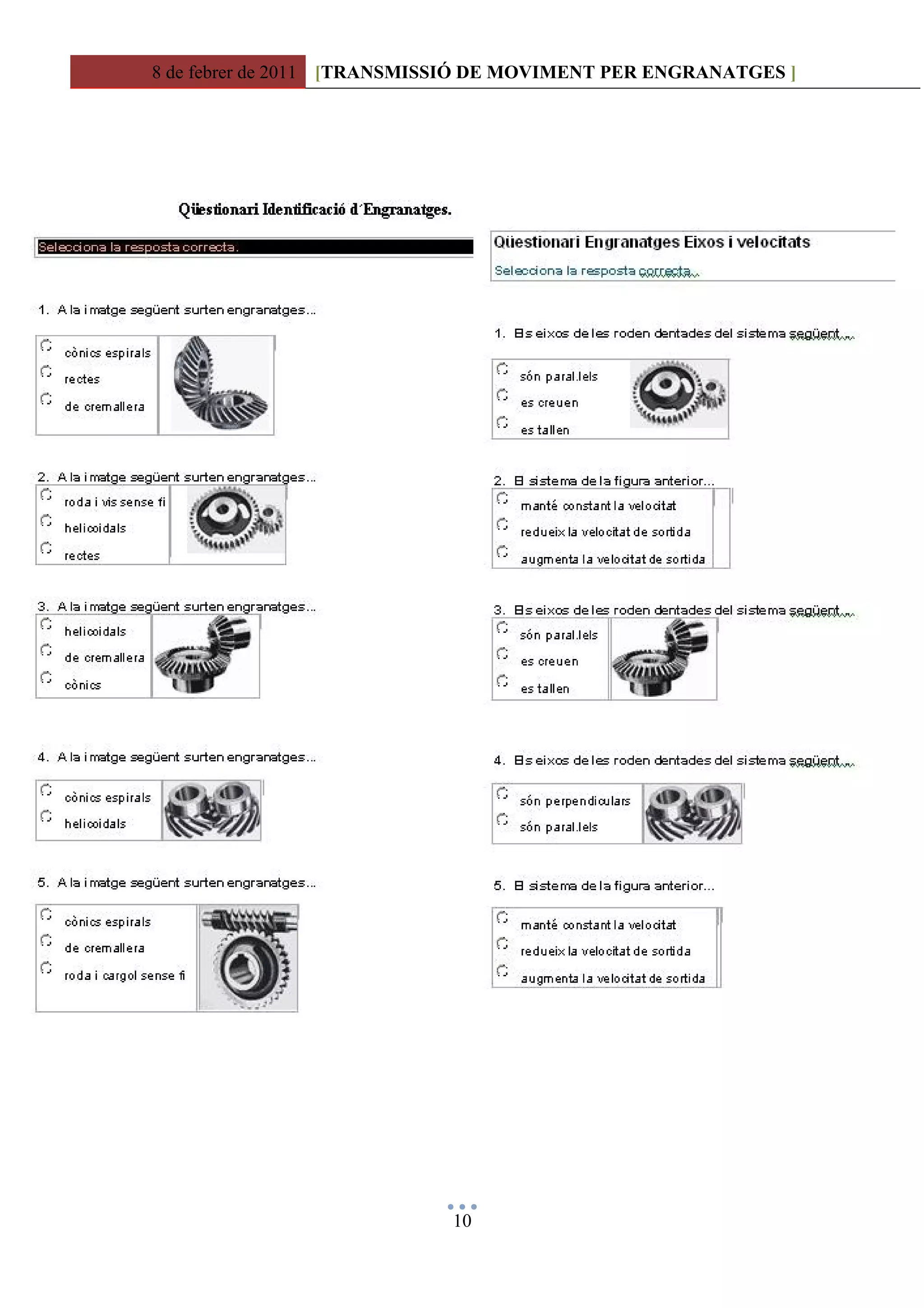 Exercicis de Engranatges | PDF