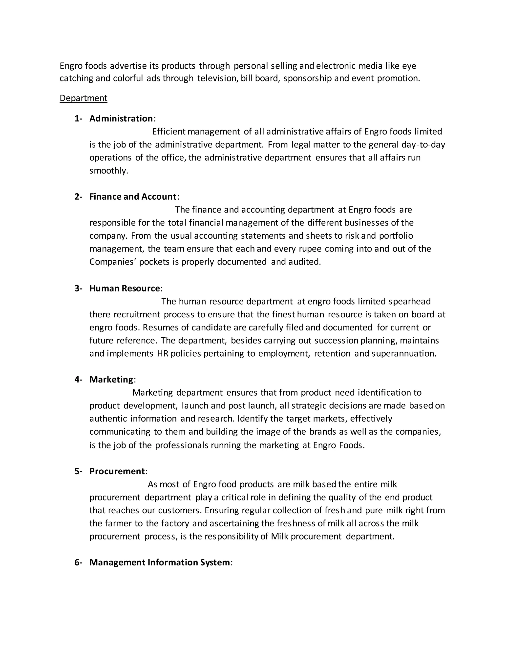 Engro foods project | DOCX