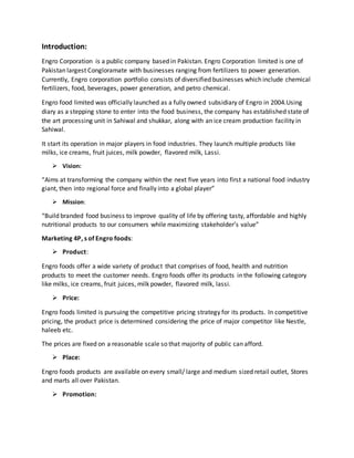 Engro foods project | DOCX