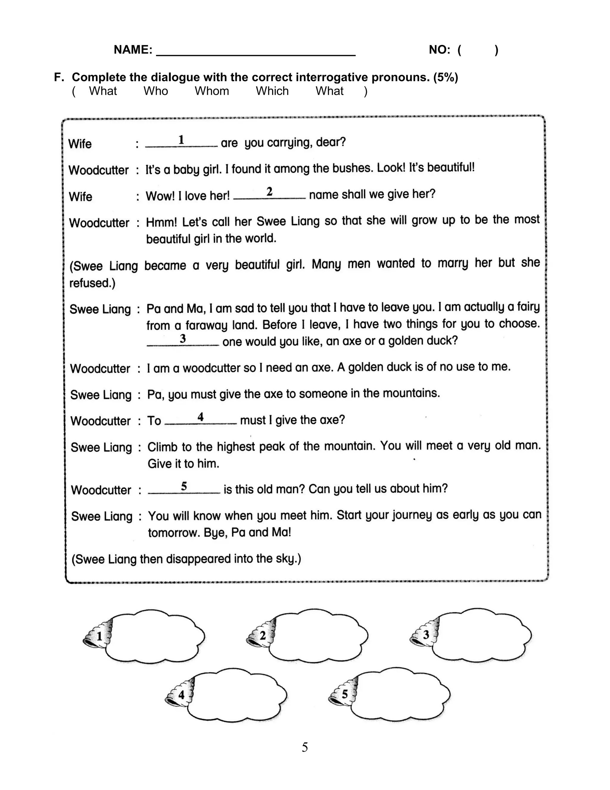 KSSR Engish Year 5 Test Paper 2 - 2nd term 2015 | PDF
