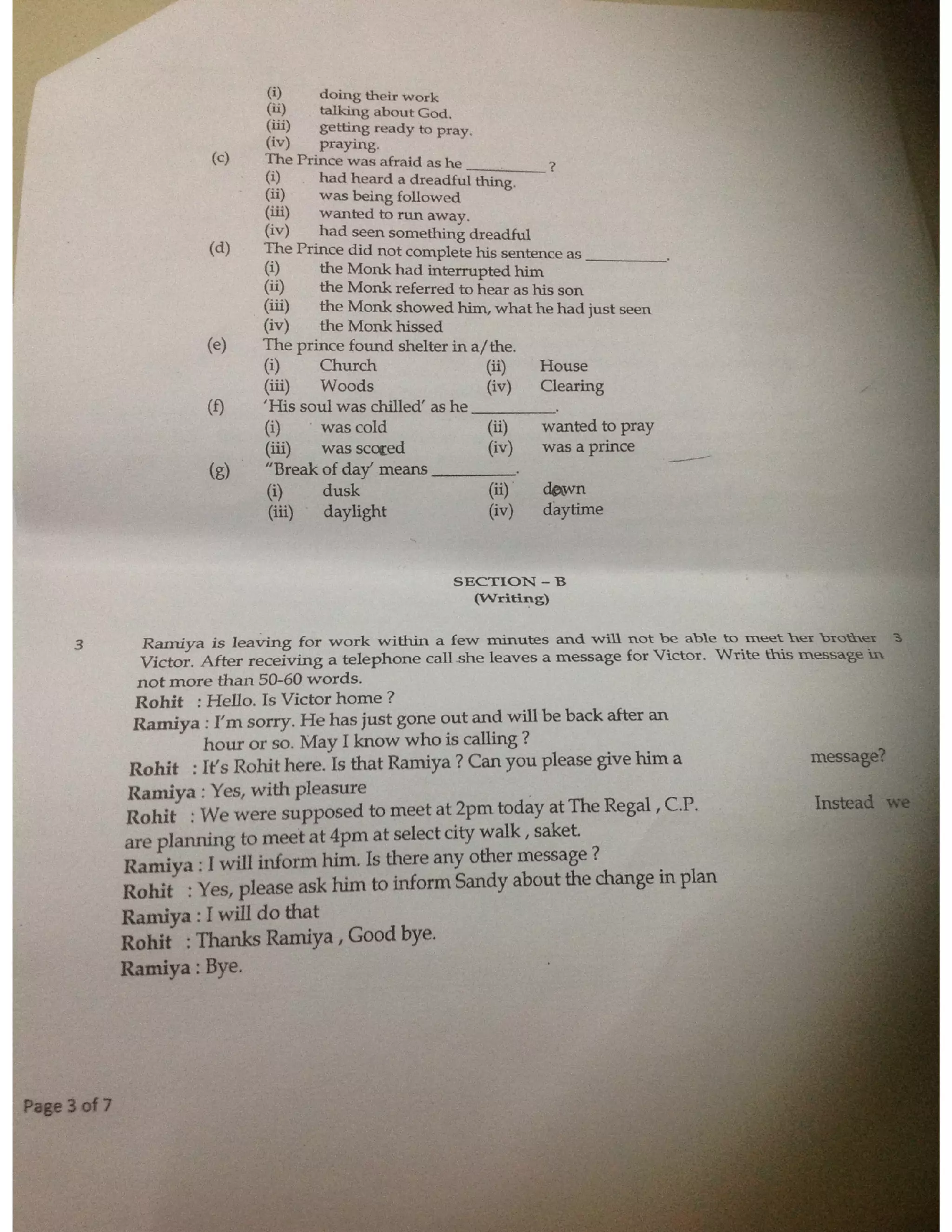 Class X SA-I English Question Paper | PDF
