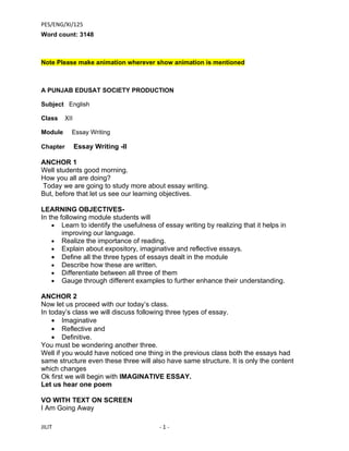 Eng xii essay writting ii_125_16.11.09 | Screenwriting | Content Production