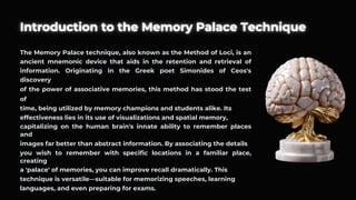 Enhace your memory and learning skills ! | PPT